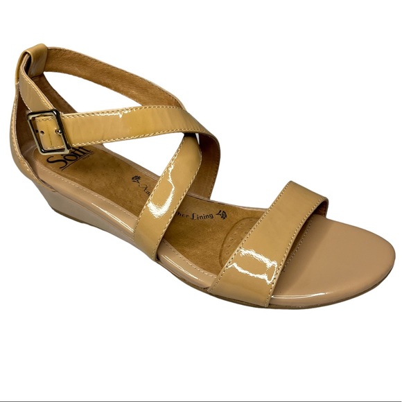 Sofft | Shoes | Sfft Womens Nude Innis Patent Leather Lined Cross Ankle ...